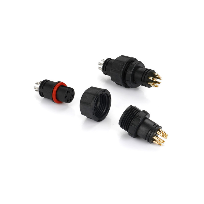 PA66 Gold Plated 6Pin Circular IP67 Waterproof Connectors Female Cable M13