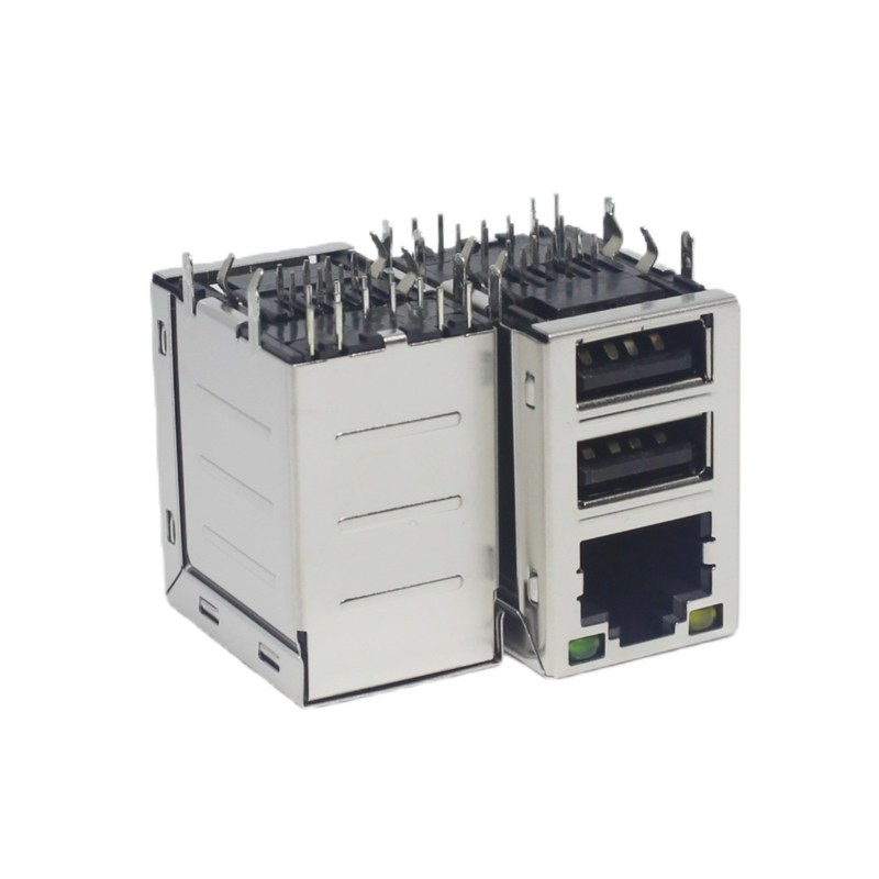 DIP Stacked USB Connectors USB3.0 Female PBC Modular SMD RJ45 Female ...